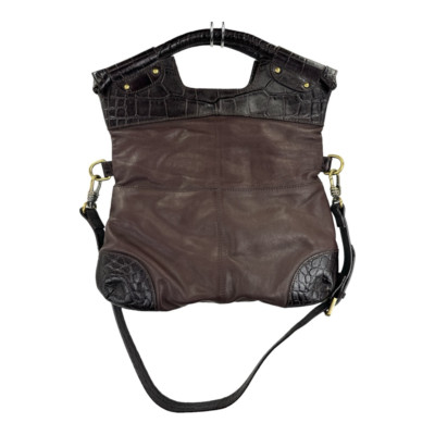 Michael Rome Designs Womens Shoulder Hand Bag Brown Leather Croc Print ...