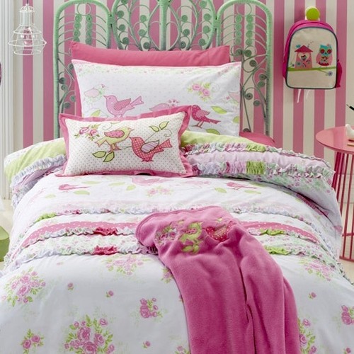 Girls Shabby Chic Floral Queen Bed Quilt Cover Set Jiggle & Giggle ...