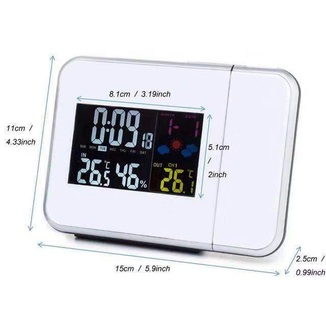 Projection Alarm Clock Weather Station Thermometer Temperature Humidity ...