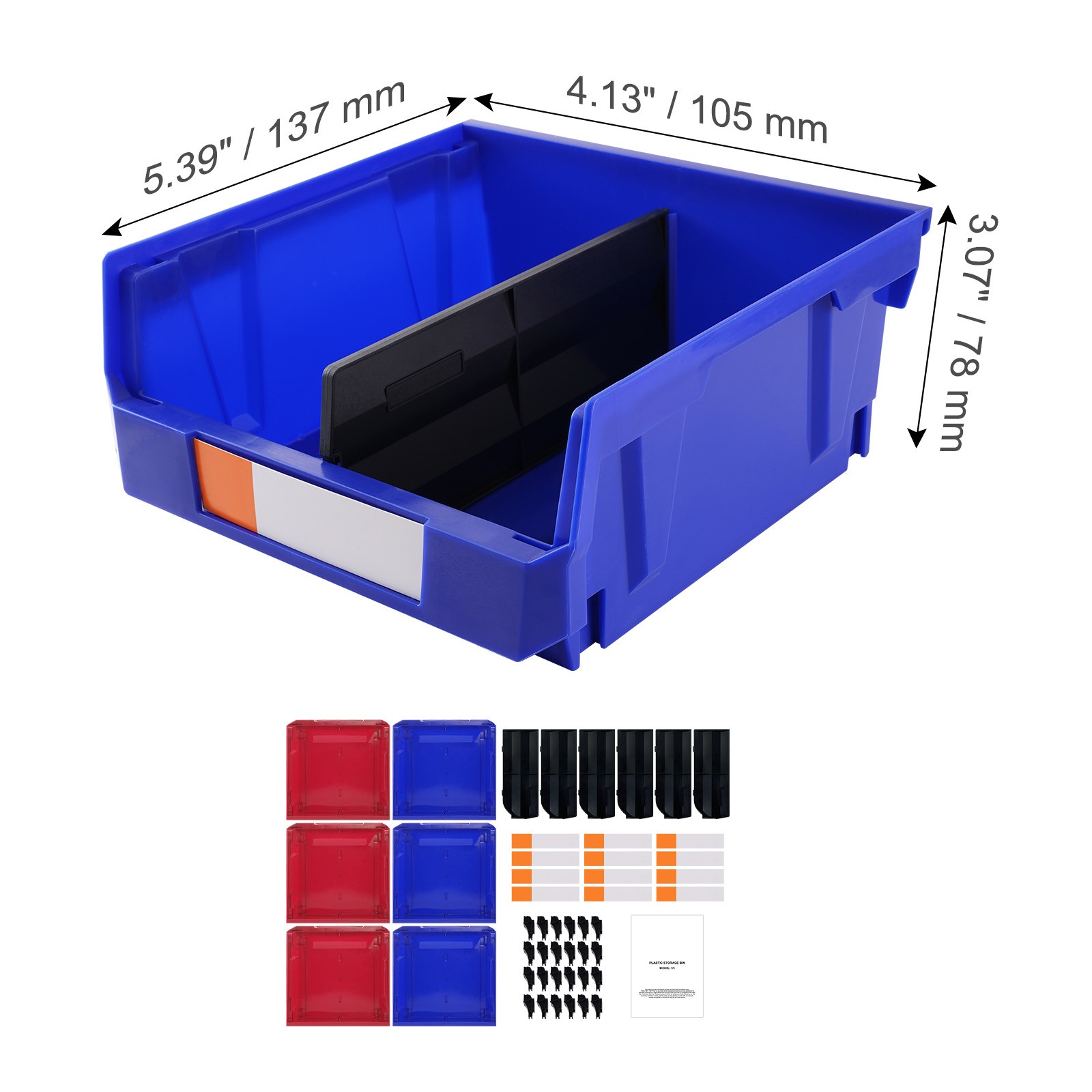 Hanging Stackable Storage Bin Plastic Organizer Garage Box 6 PCS Blue ...
