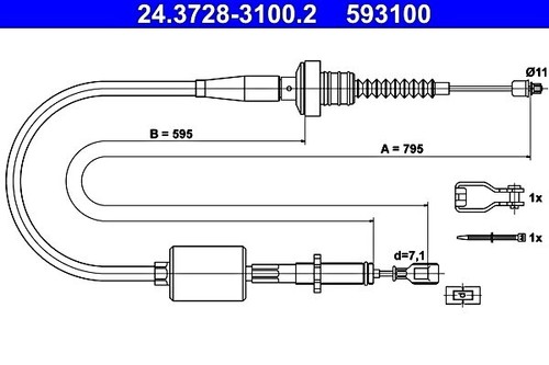 ATE Clutch Cable For HYUNDAI Atos 41510-02010 | eBay