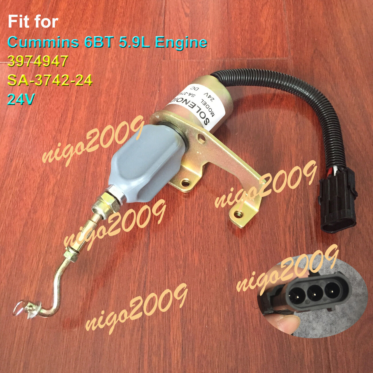24V Solenoid Valve 3974947 Fit for Cummins 6BT 5.9L Engine 24V 1-Year ...