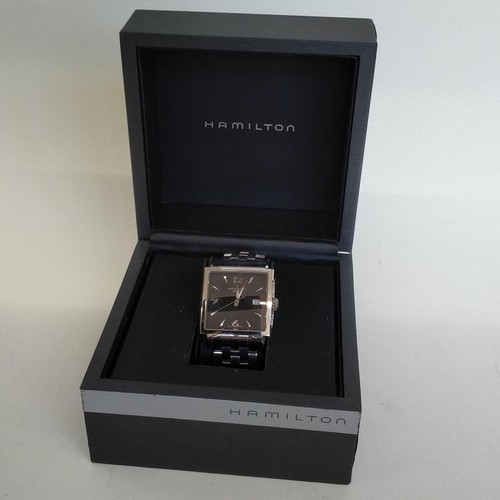 HAMILTON Jazzmaster Square Automatic Mens Watch 40mm Black H324150 w ...