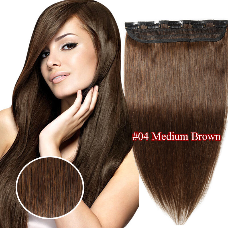 Invisible Wavy One Piece Clip in 100% REMY Human Hair Extensions Half ...