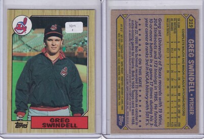 1987 Topps Baseball Card # 319 Greg Swindell Rookie Indians NM | eBay