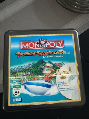 Hasbro Parker Brothers Tropical Tycoon DVD Monopoly Game in Tin Gold ...