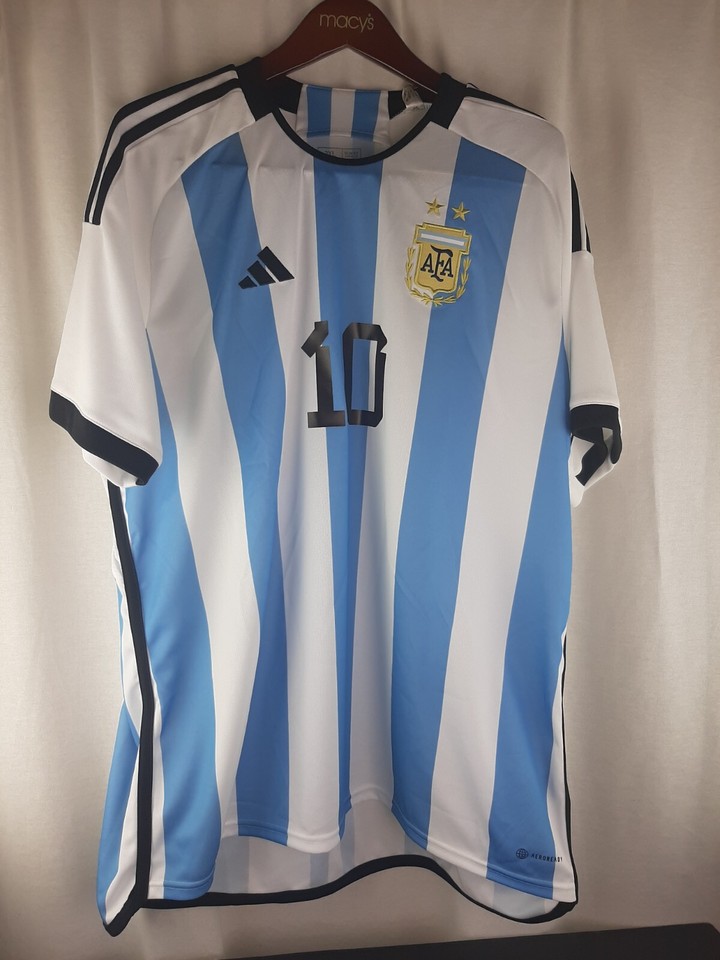 NEW 2022 adidas Authentic Argentina Lionel Messi Home Jersey Size XXL ...