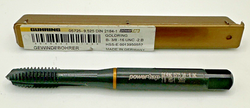 Guhring PowerTap 3/8"-16 UNC Gold Ring HSS-E Steam Tempered Spiral ...
