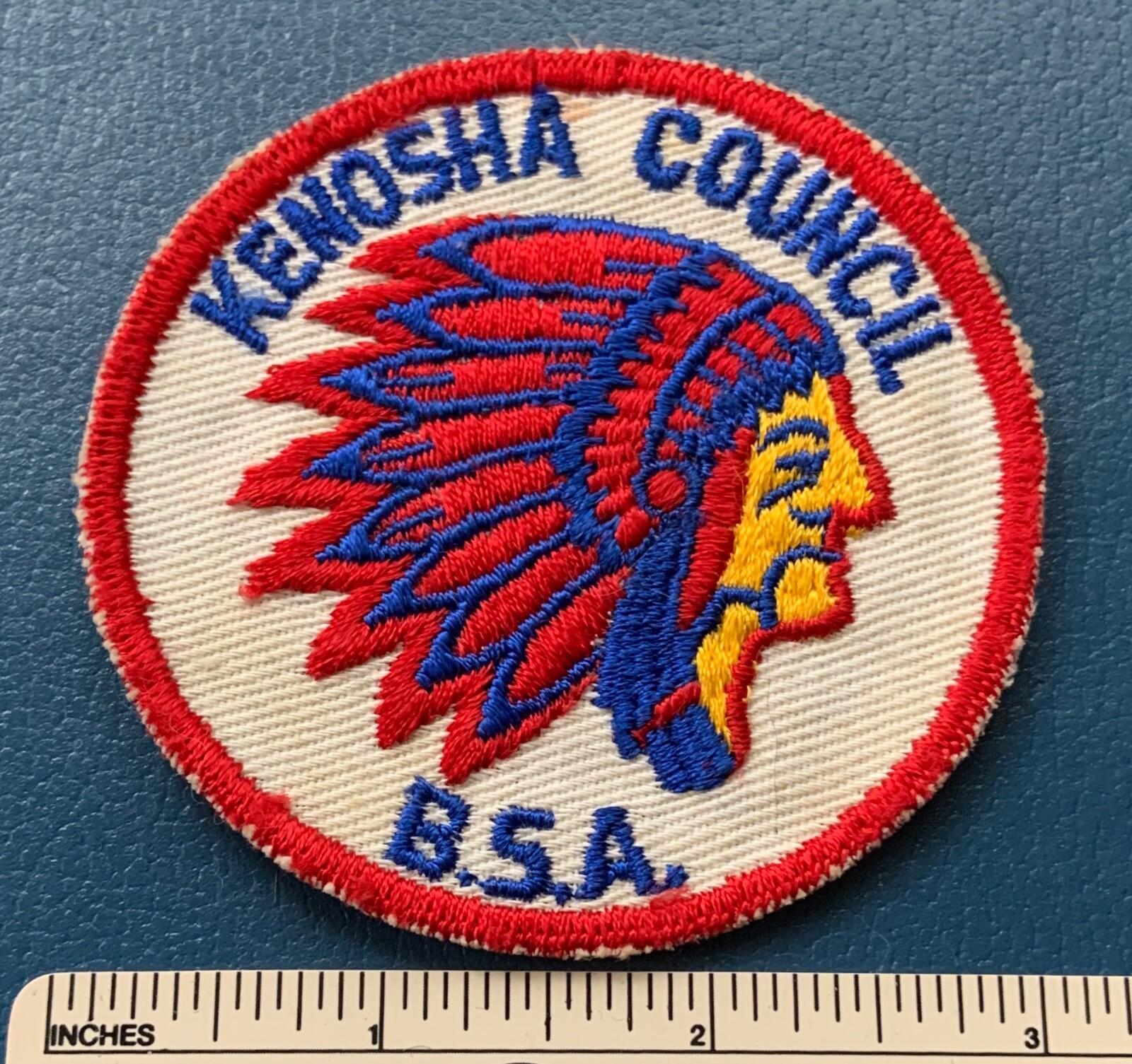 VTG 1950s KENOSHA COUNCIL Boy Scout Uniform Badge PATCH Indian Chief ...