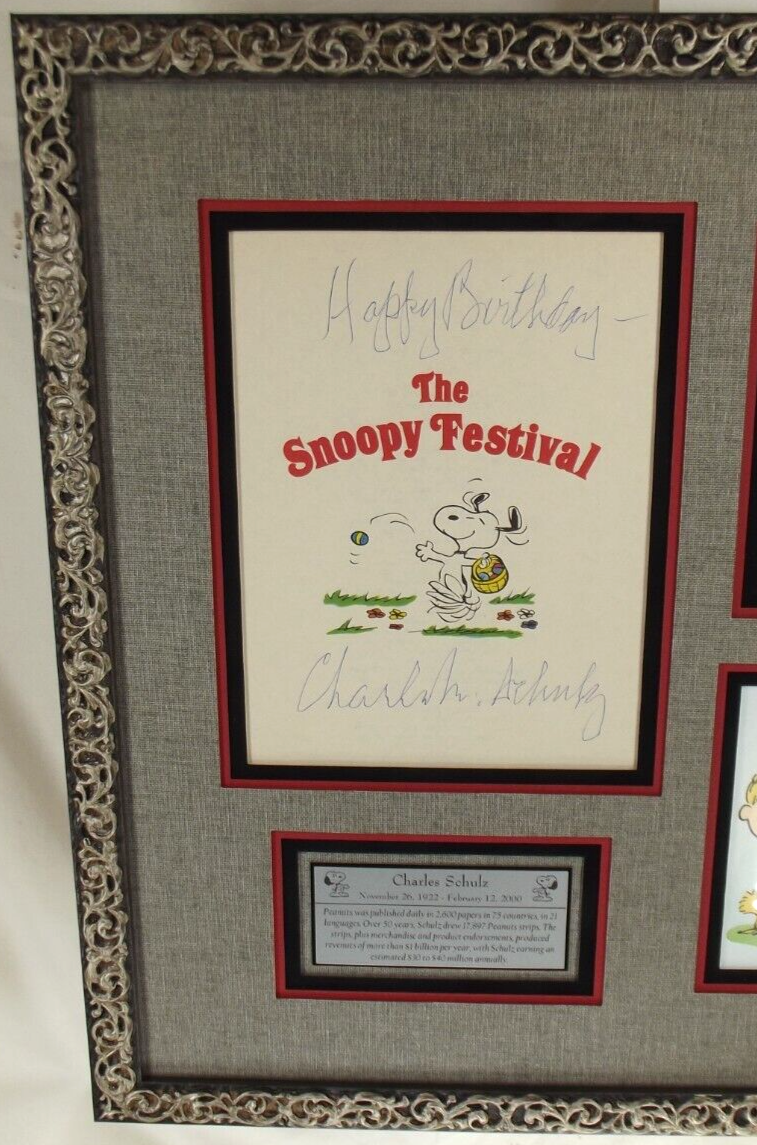 Charles Schulz Autographed Snoopy Peanuts Signed Print Display JSA ...