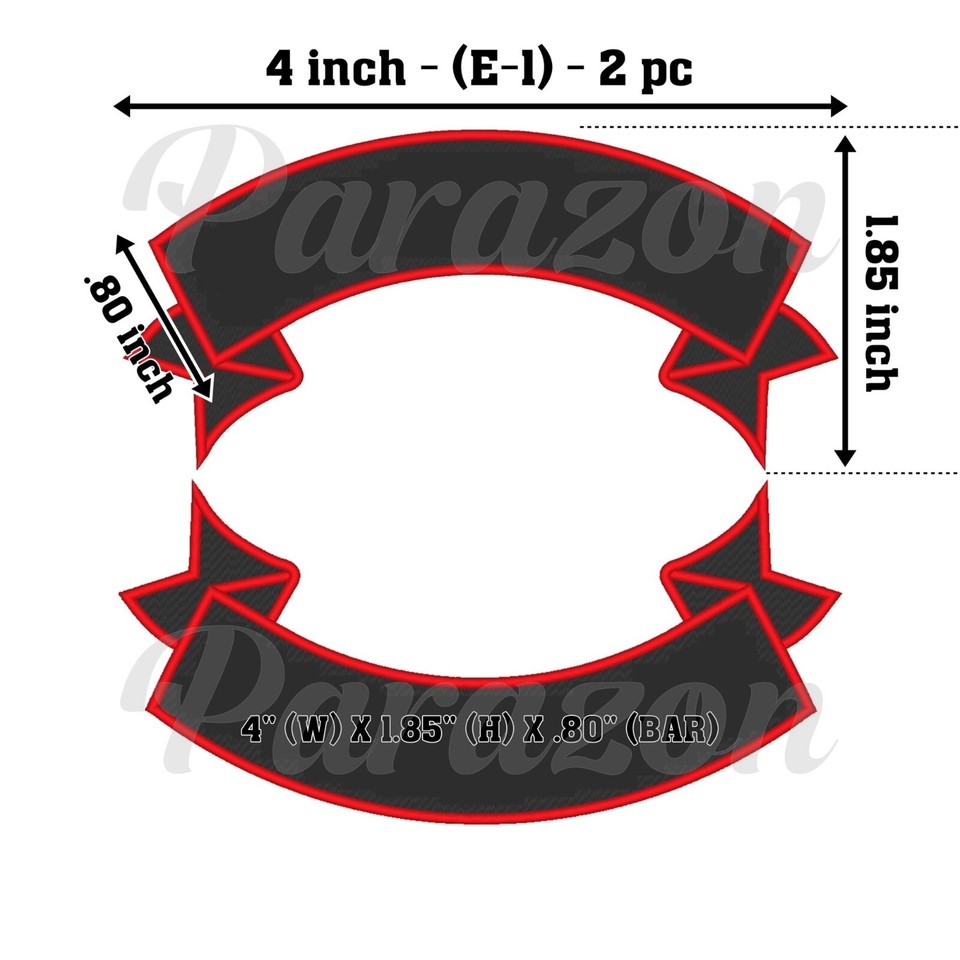 2 PC-Custom Embroidered Top And Bottom Ribbon Rocker Sew on Patch ...