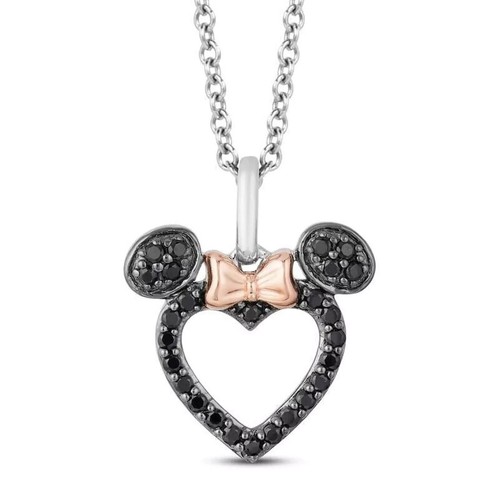 1.Ct Round Lab-Created Diamond Minnie Mouse Heart Pendant 14K White ...