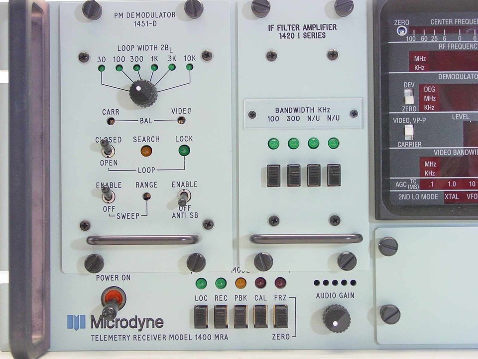 Microdyne 1400 MRA Telemetry Receiver-1451-D, 1420 IF Filter Amp 1411-V ...