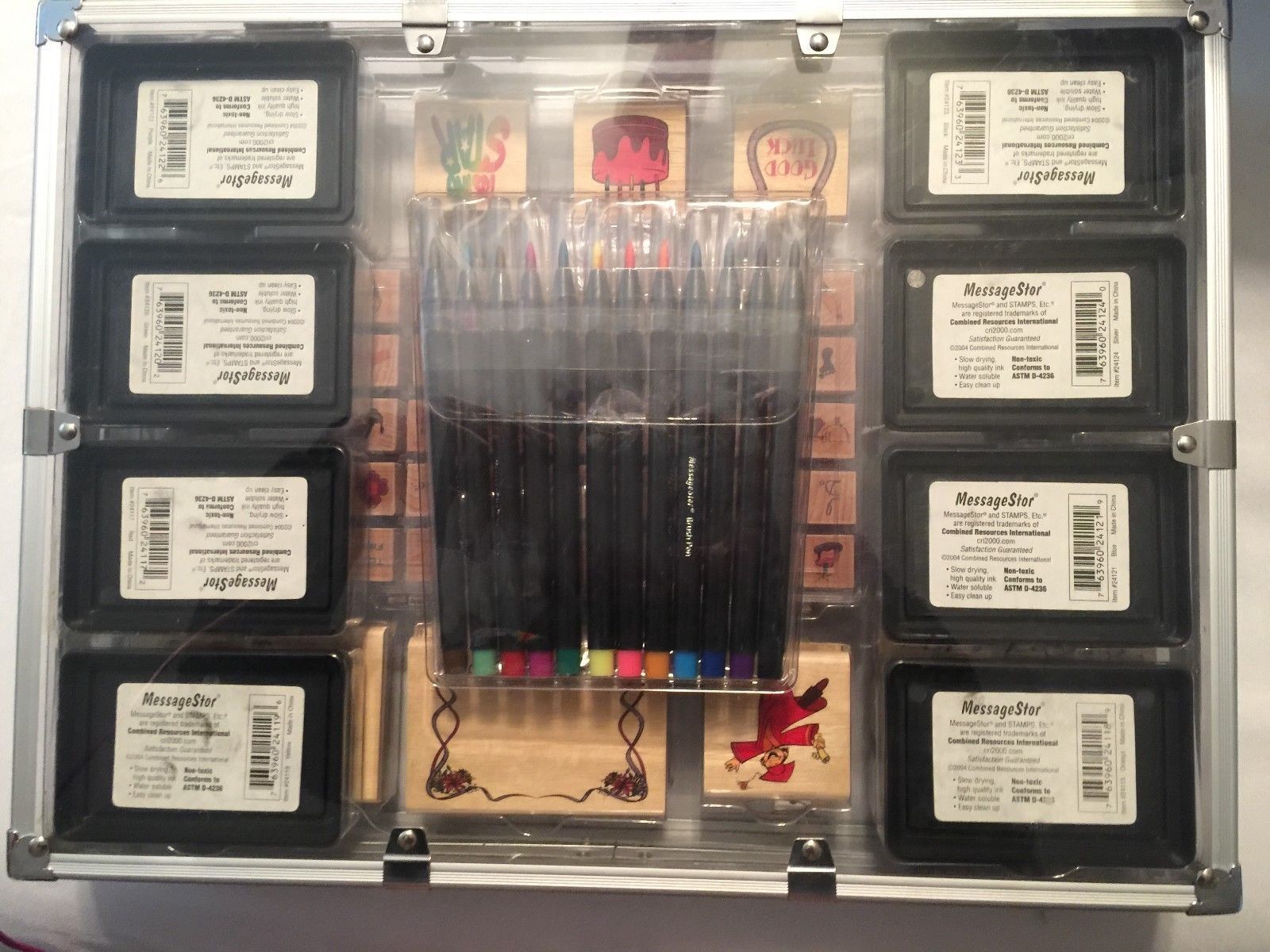 MessageStor 79 pc Stamp, Ink Pad & Marker Set in Case - Occasions Wood ...