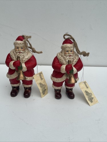 2 Vintage Ceramic Harrod’s Santa Clauses With Trumpet Christmas ...