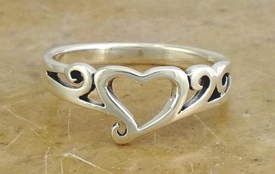CUTE .925 STERLING SILVER SWIRLY HEART RING size 6 style# r0283 | eBay