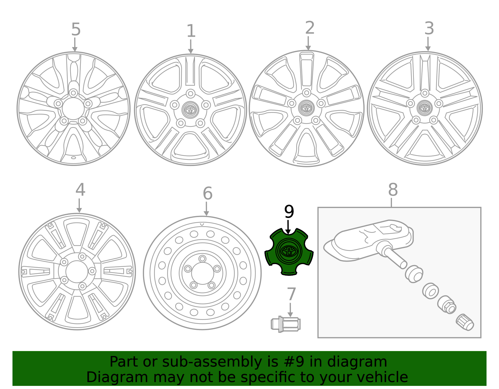 Toyota Sequoia Tundra Original Center Cap Silver 69517 426030C070 for ...
