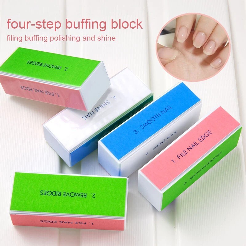 4 IN 1 NAIL BUFFER BLOCK Fine Grit Smooth Polish & Shine Remove Ridges ...
