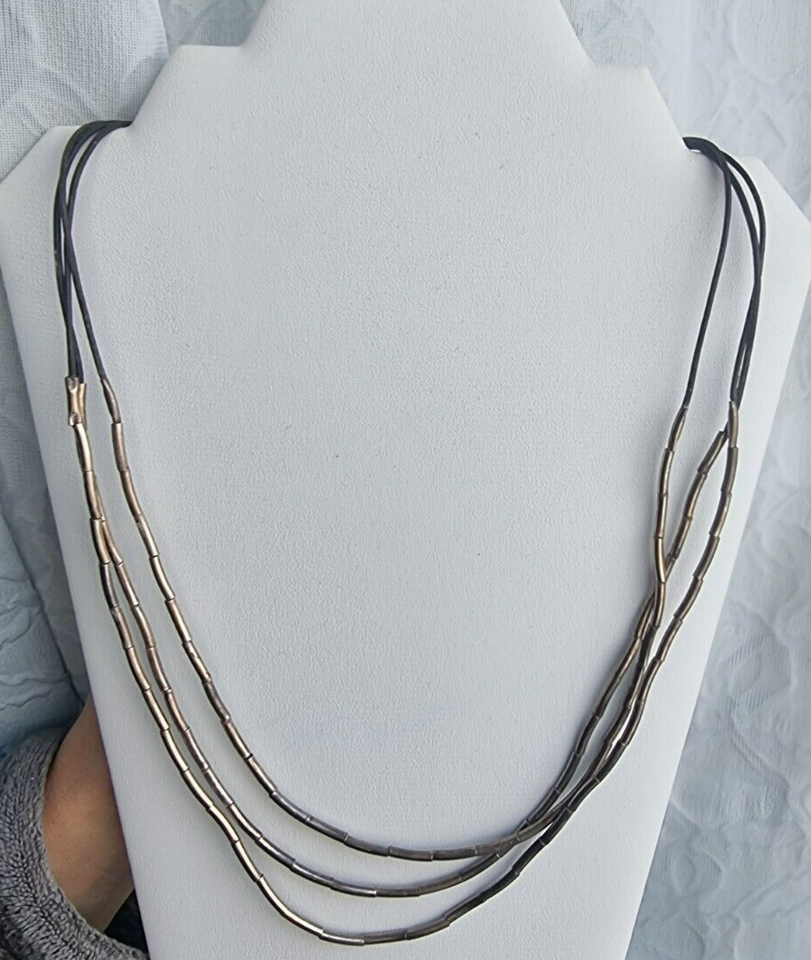SILPADA RARE 925 STERLING SILVER FLASH N2196 30 BLACK BROWN LEATHER ...