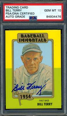 Bill Terry Gem Mint 10 PSA DNA Signed 1980 SSPC Baseball Immortals ...