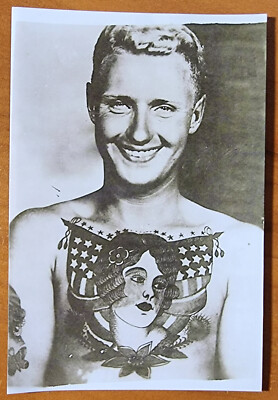 Bernard Kobel Traditional Tattoo Photo B&W Vintage Tattooed Man USA ...
