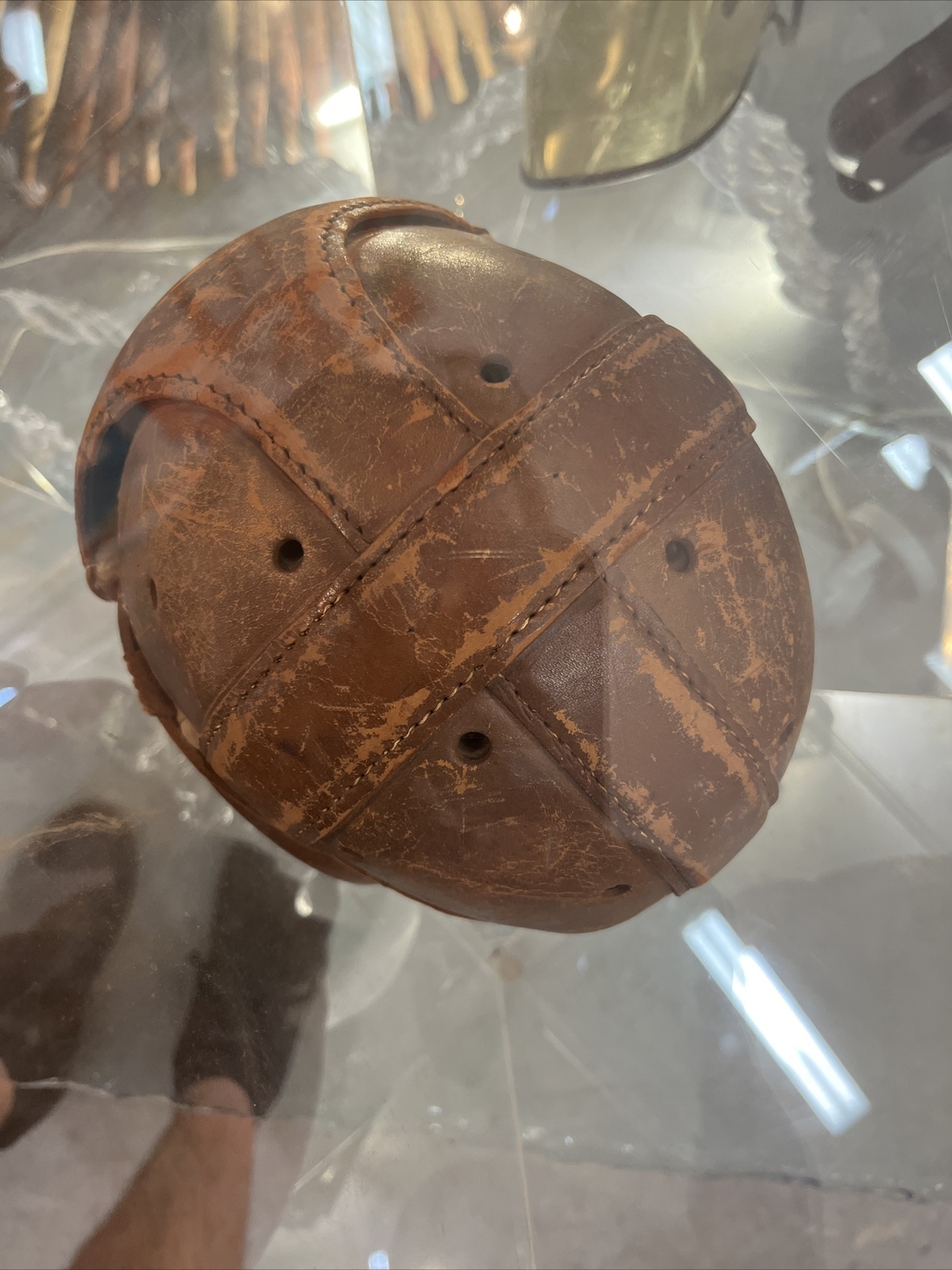 Early 1900s SPALDING DOG EAR LEATHER FOOTBALL HELMET W/ SPOKE ...