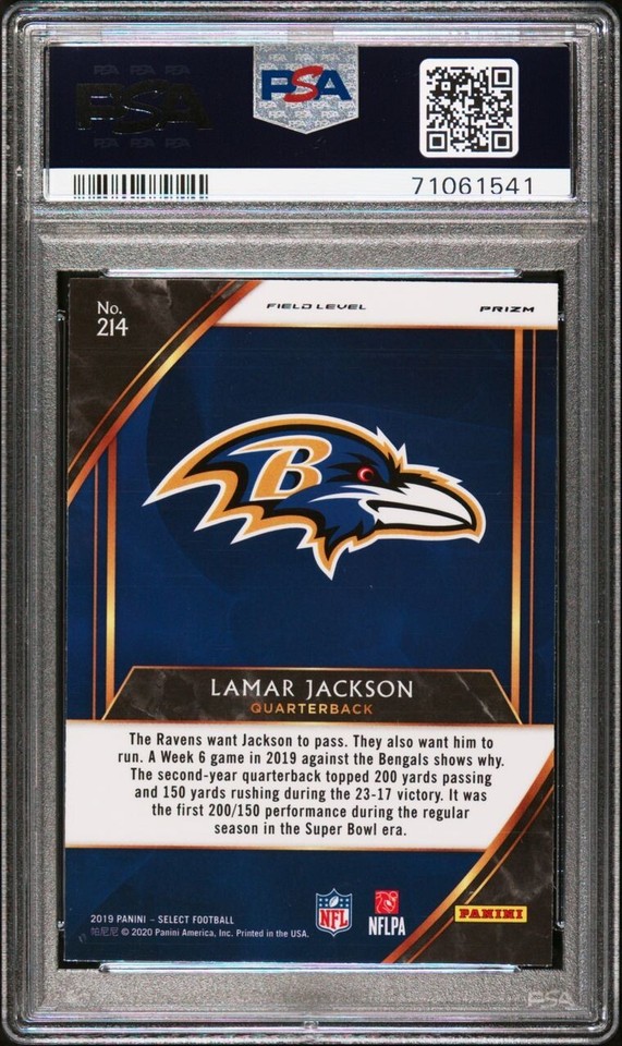 Lamar Jackson - 2019 Panini Select #214 Field Level - Silver Prizm MVP ...