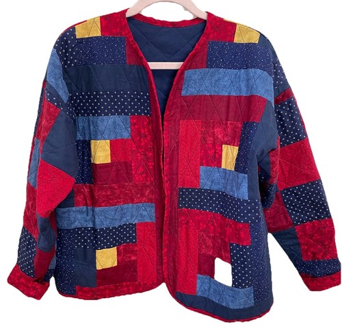 Handmade Patchwork Vintage Jacket Quilted Large Cottage Core Boho Rare ...