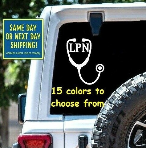 8 Sz LPN LICENSED PRACTICAL NURSE Stethoscope Car Window DECAL STICKER ...
