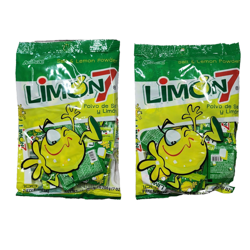 (2) LIMON 7 Salt & Lemon Powder Packets 100ct Each - Mexican Candy ...