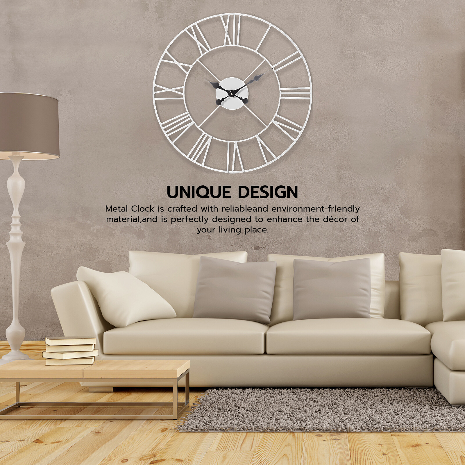 EXTRA LARGE ROMAN NUMERALS SKELETON WALL CLOCK BIG GIANT OPEN FACE ...