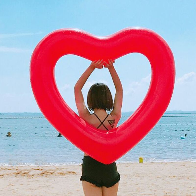 Inflatable Heart Shaped Swimming Circle PVC Swimming Pool Float for | eBay