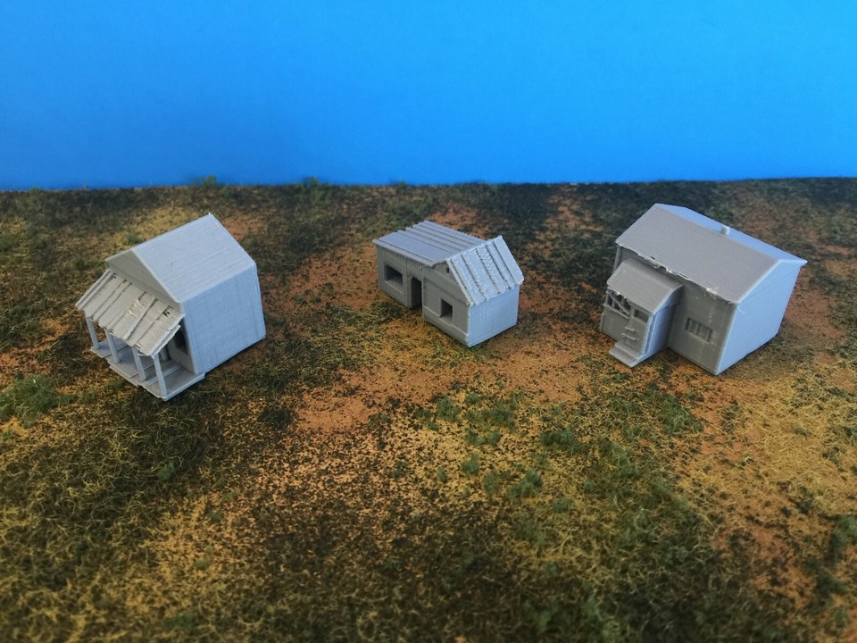 (3) Small ABANDONED HOUSES Run Down Building Set N Scale 1:160 ...