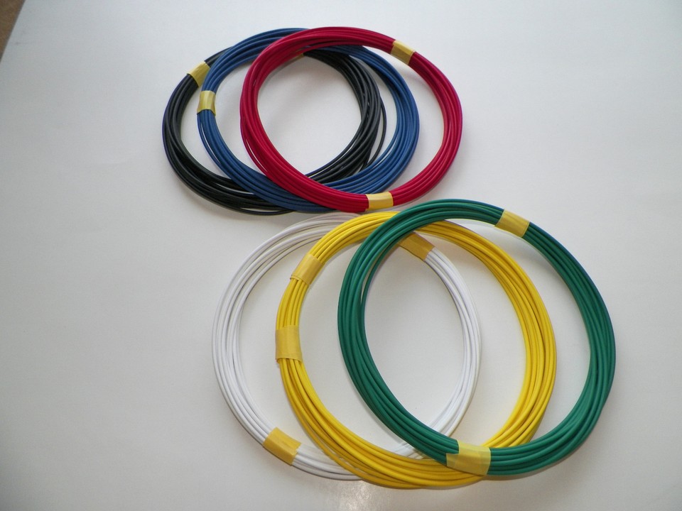 6 AUTOMOTIVE 22 GAUGE TXL WIRE SIX COLORS 25' EACH COLOR + HIGH TEMP ...