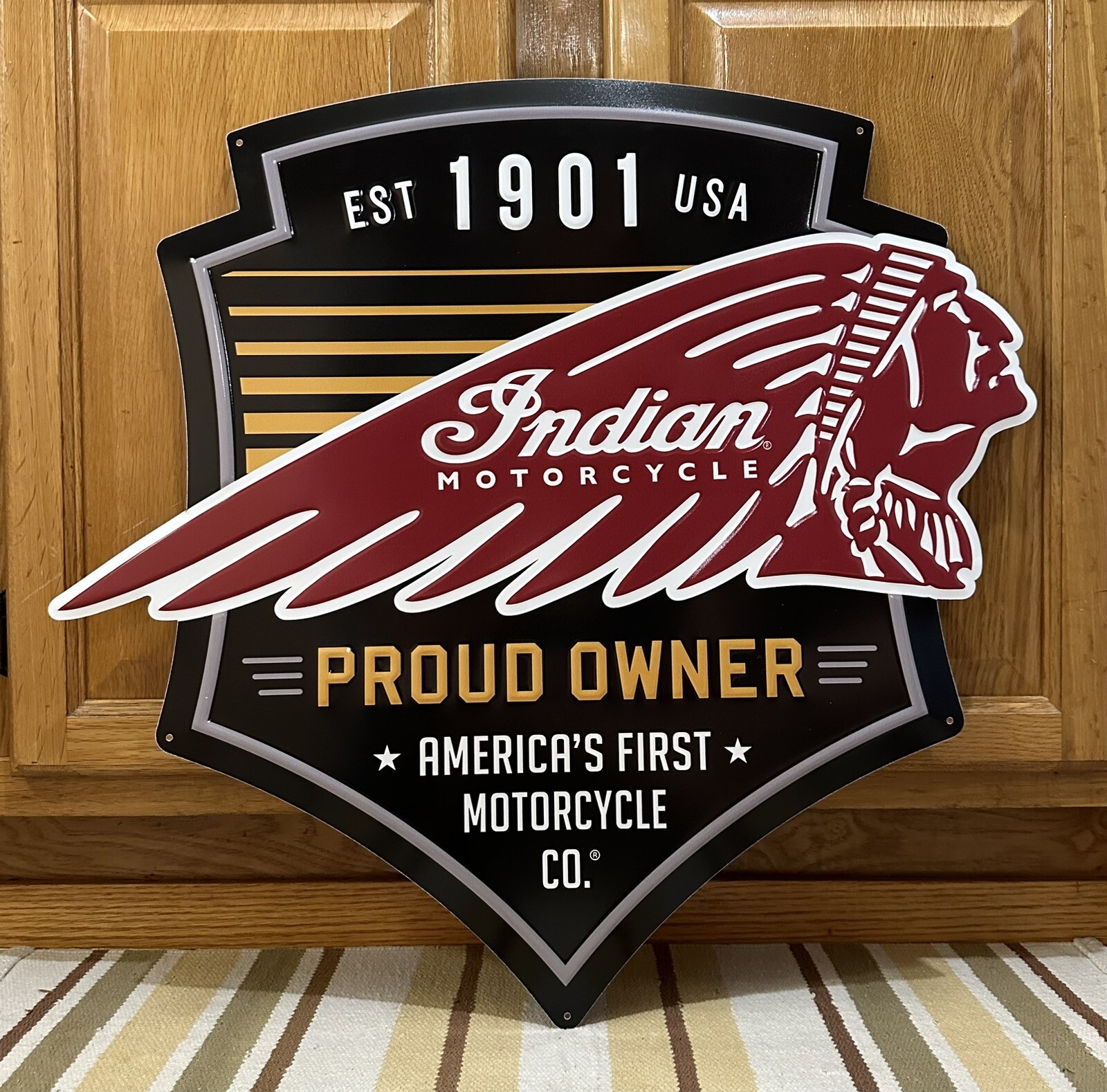 Indian Motorcycle Metal Sign Proud Owner Garage Gas Oil Vintage Style ...