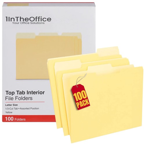 Yellow File Folders Letter Size, Top Tab Inetrior File Folders, File ...