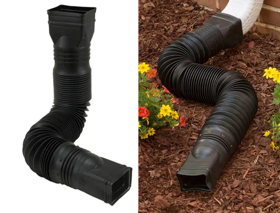 Expandable Flex Drain Downspout Extension 25-55″ Rain Pipe Spout Gutter ...