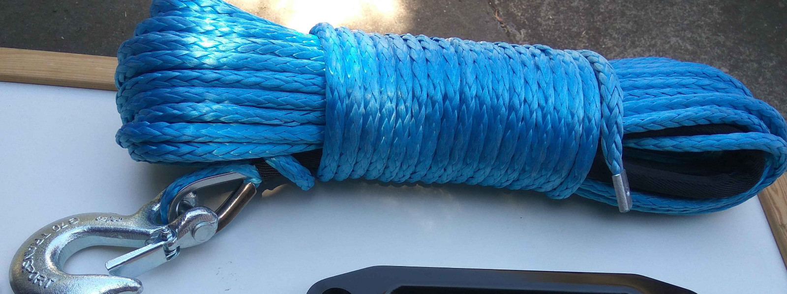 1/4" G70 Trailer Winch Hook anodised with latch for 6mm dyneema rope ...