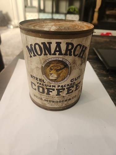 Antique Early 1900s Monarch Coffee Reid Murdoch Co 1lb Coffee Can