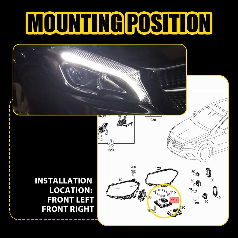 For Mercedes CLA Class C117 13-19 LED DRL Headlight Ballast Control ...