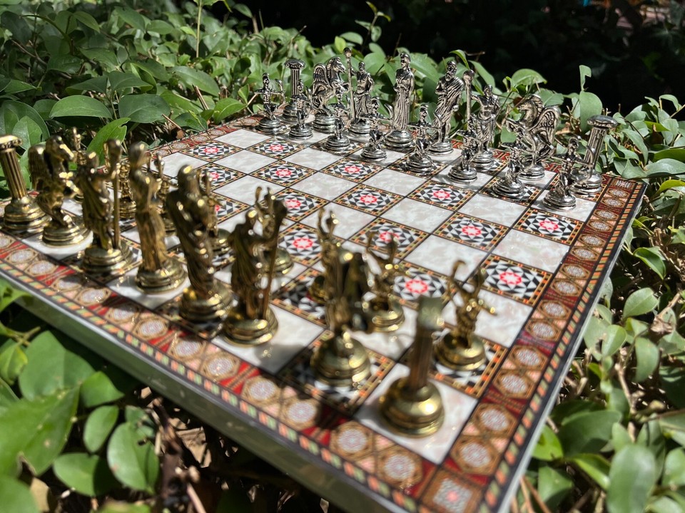 Archer Chess Set w Handmade Chess Pieces - Wooden Chessboard - Warrior ...
