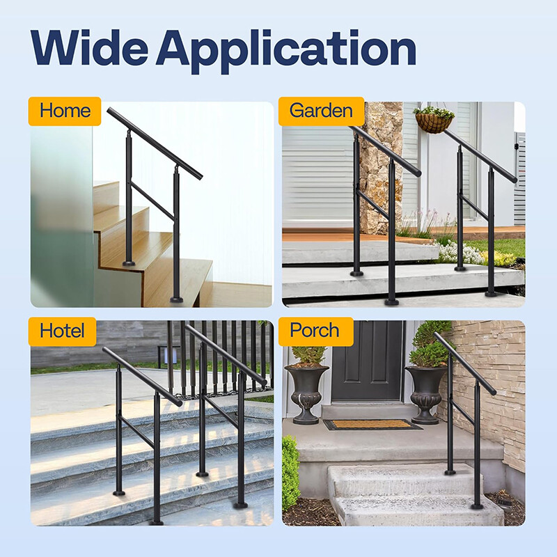 2/3/4/5/6 Steps Hand Rails for Outdoor Steps 2-Pack Wrought Iron Porch ...