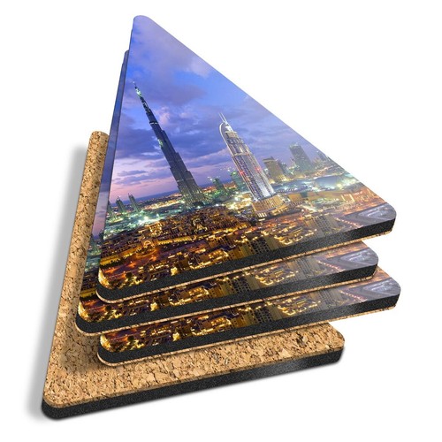 4x Triangle Coasters - Burj Khalifa Dubai City #13056 | eBay