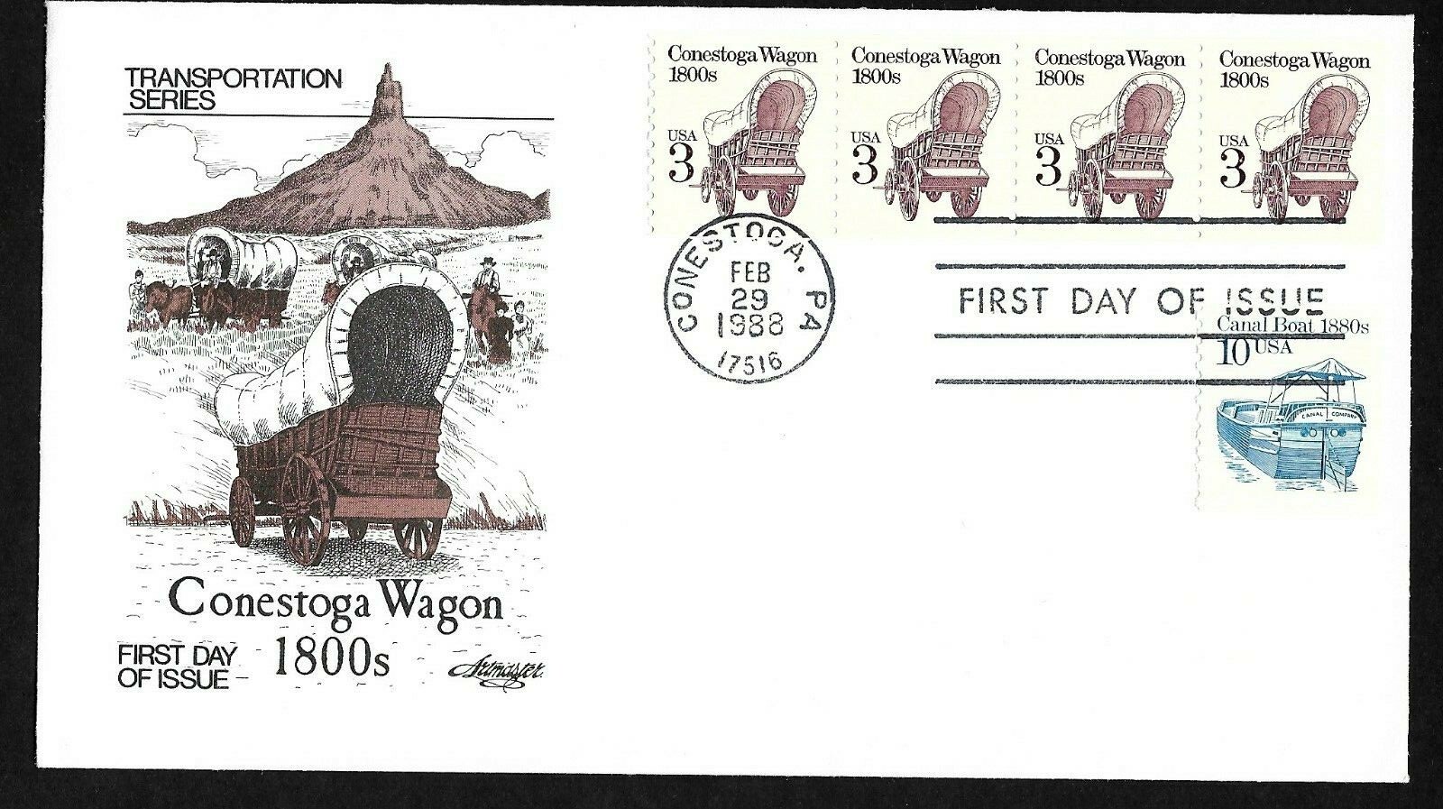 #2252 3c Conestoga Wagon 1800s - Artmaster FDC Coil (4) +#2257 | eBay