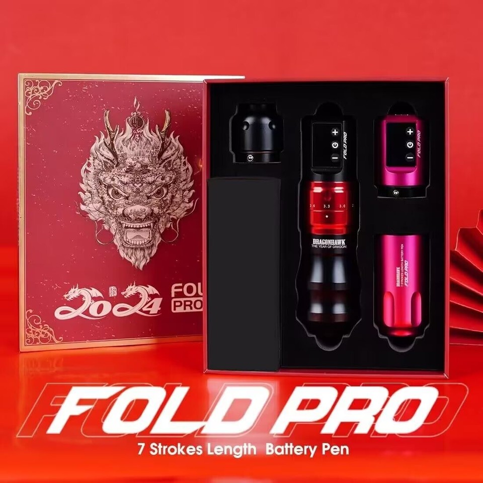 Mast Fold Pro Rotary Tattoo Pen 7 Strokes Cordless Cord Battery RCA ...