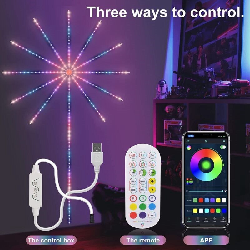 Dream Lights RGB Firework Sound Color LED Strip Sync 5V Music Bluetooth ...