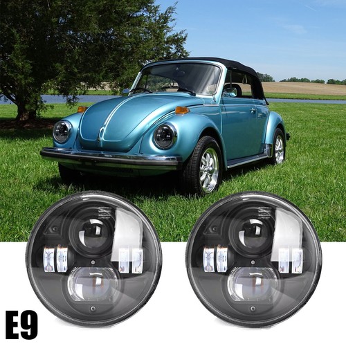 For 1950-1979 VW Beetle Pair 7"inch Round LED Projector Hi/Lo Beam ...