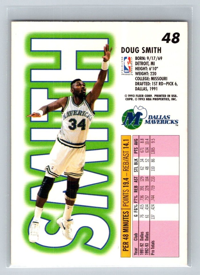 1993-94 Fleer #48 Doug Smith Dallas Mavericks Basketball Card | eBay
