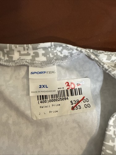 SPORT TECK Men's Tennis SHORT SLEEVE Shirt PRINTED WHITE GRAY 2XL NEW ...