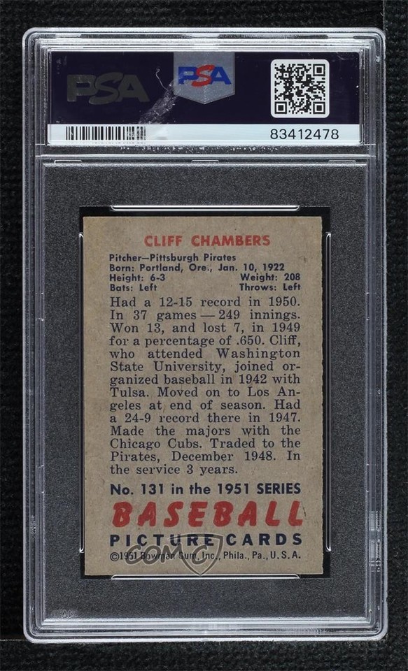 1951 Bowman Cliff Chambers #131 PSA 4 | eBay